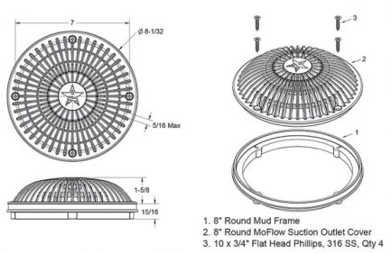 AQUASTAR Swimming Pool Main Drain 8" Dia Supplier Malaysia - Propulsion ...